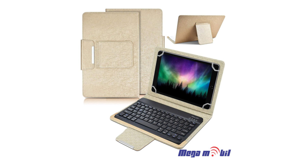 Futrola Tablet Univerzalna so Bluetooth tastatura 11" gold :: Megamobil