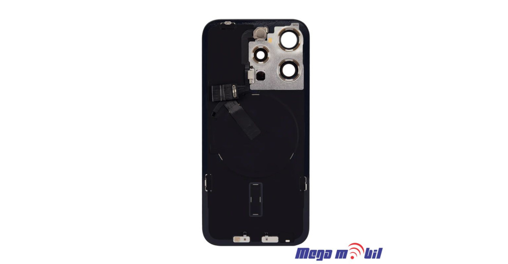 Zadno staklo iPhone 15 Pro Black komplet so flet za wireless blic i ...
