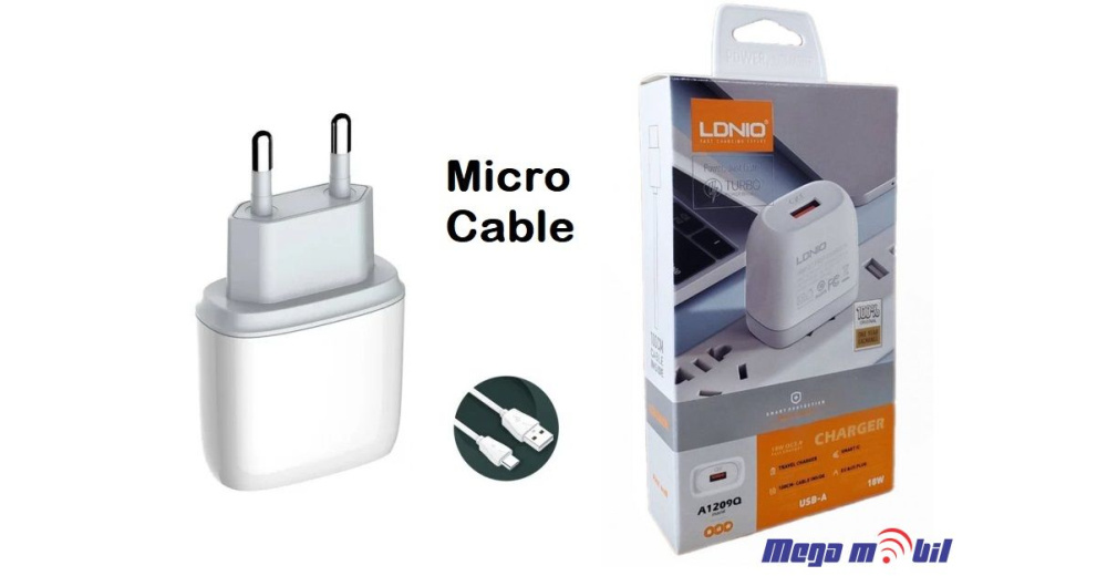 Polnac 220V Micro LDNIO A1209Q QC3.0 18W white :: Megamobil